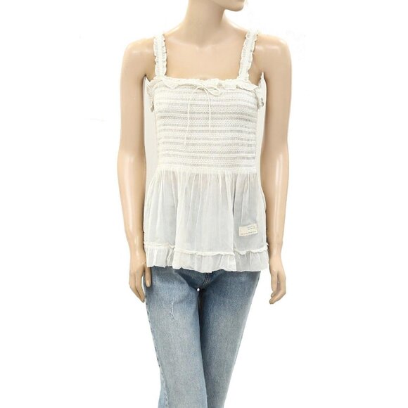 Odd Molly | Tops | Odd Molly Anthropologie Smocked Ruffle Tank Top Off ...